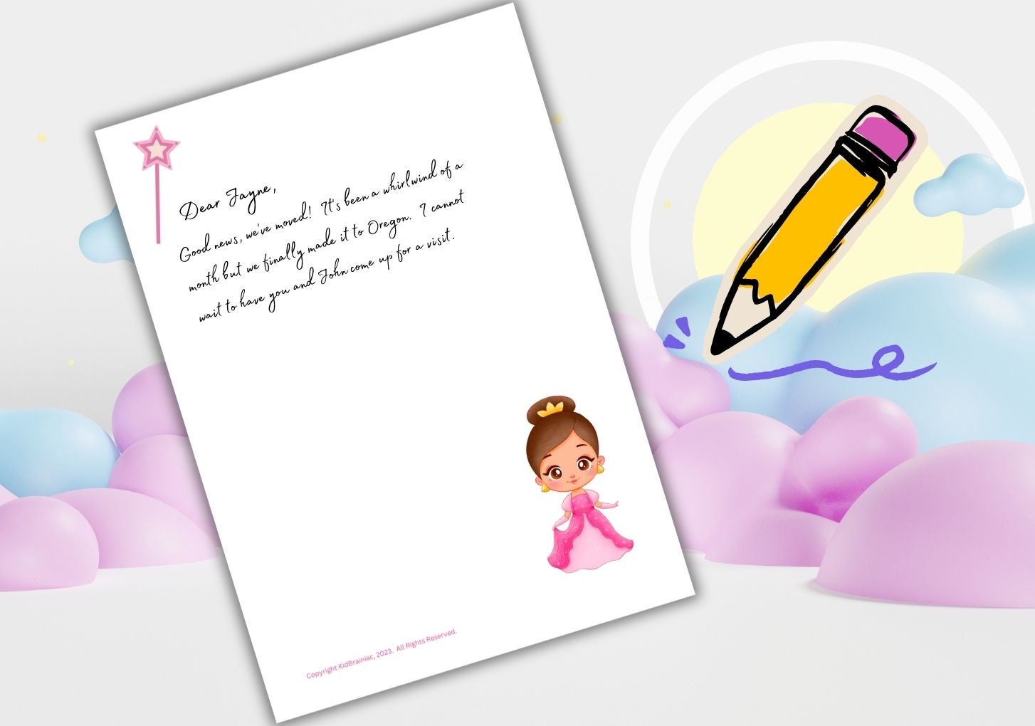 Princess Printable Stationary Set With Envelope Printable Stationary ...