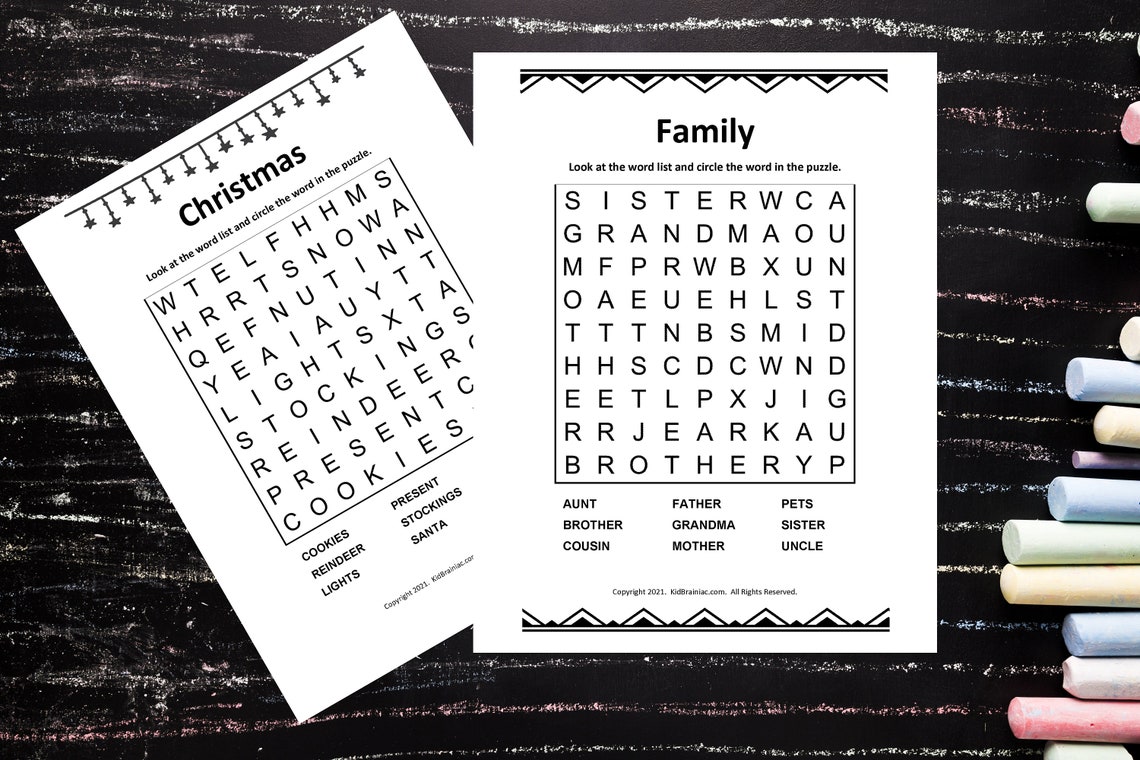 Word Search Printable Word Search Puzzles for Preschool and - Etsy