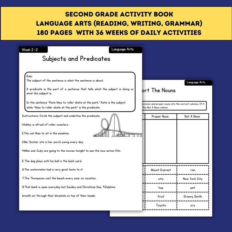 2nd Grade Language Arts Activity Book Writing Reading ELA Homeschool ...