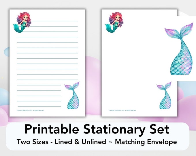 Printable Writing Paper Sweet Little Mermaid Kawaii Stationery ...