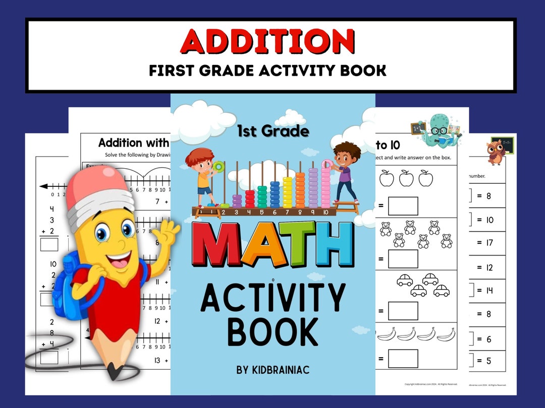 First Grade Addition Activity Book Worksheets Printable Homeschool ...