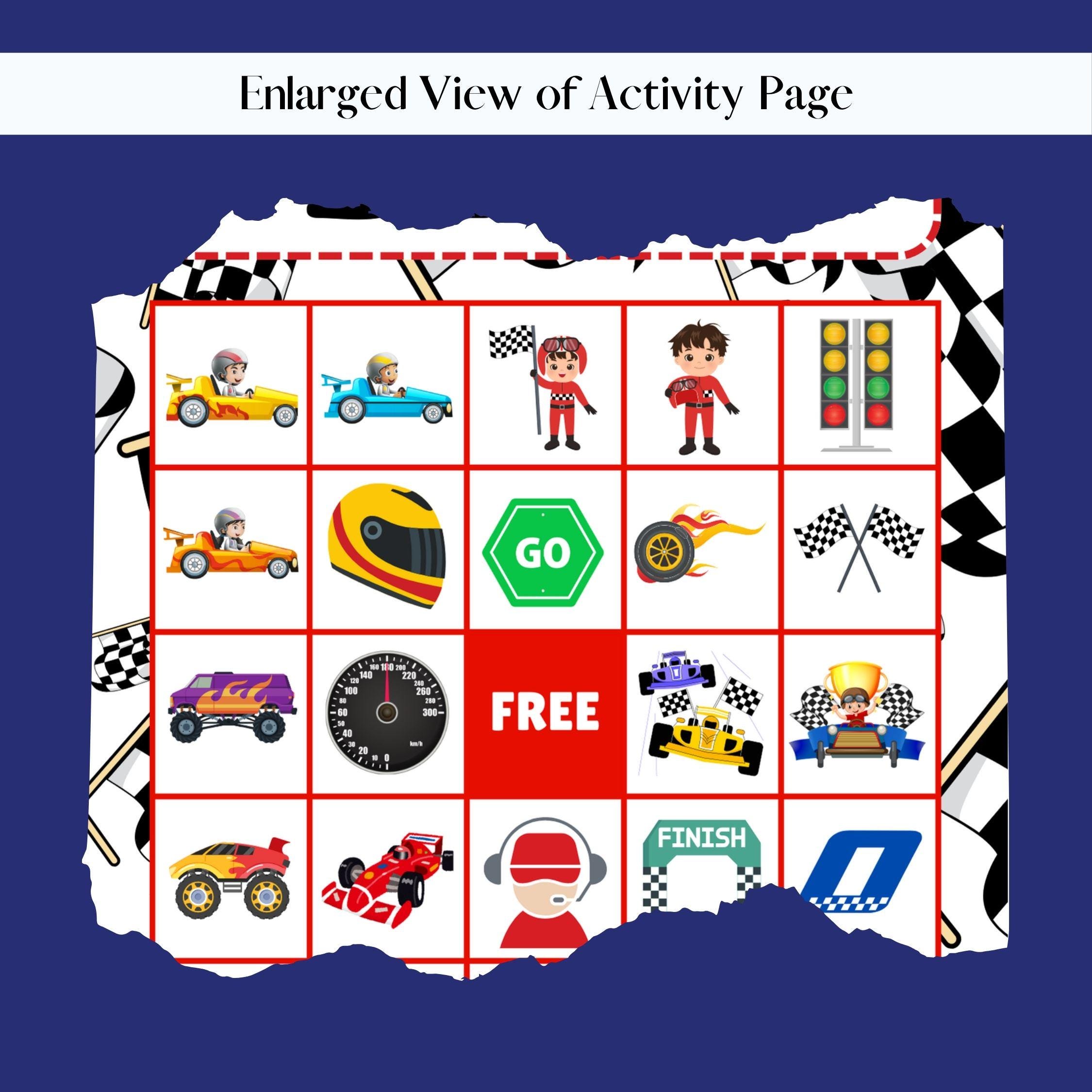 Racing Bingo for Kids PRINTABLE Game 20 Racing Bingo Cards Kids Game ...