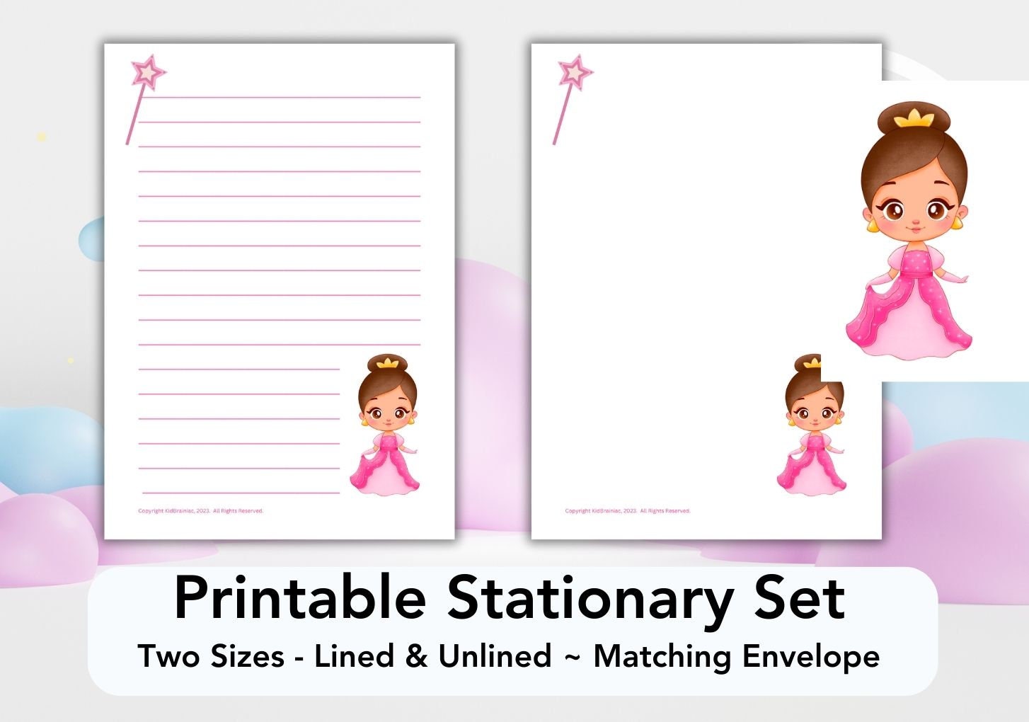Princess Printable Stationary Set With Envelope Printable Stationary ...