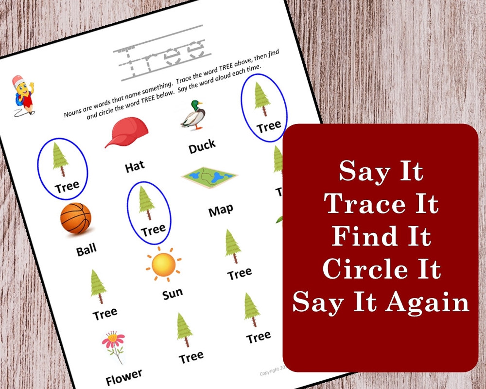 Sight Words for Preschool, Printable Pre-k Worksheets, Nouns, Dolce ...