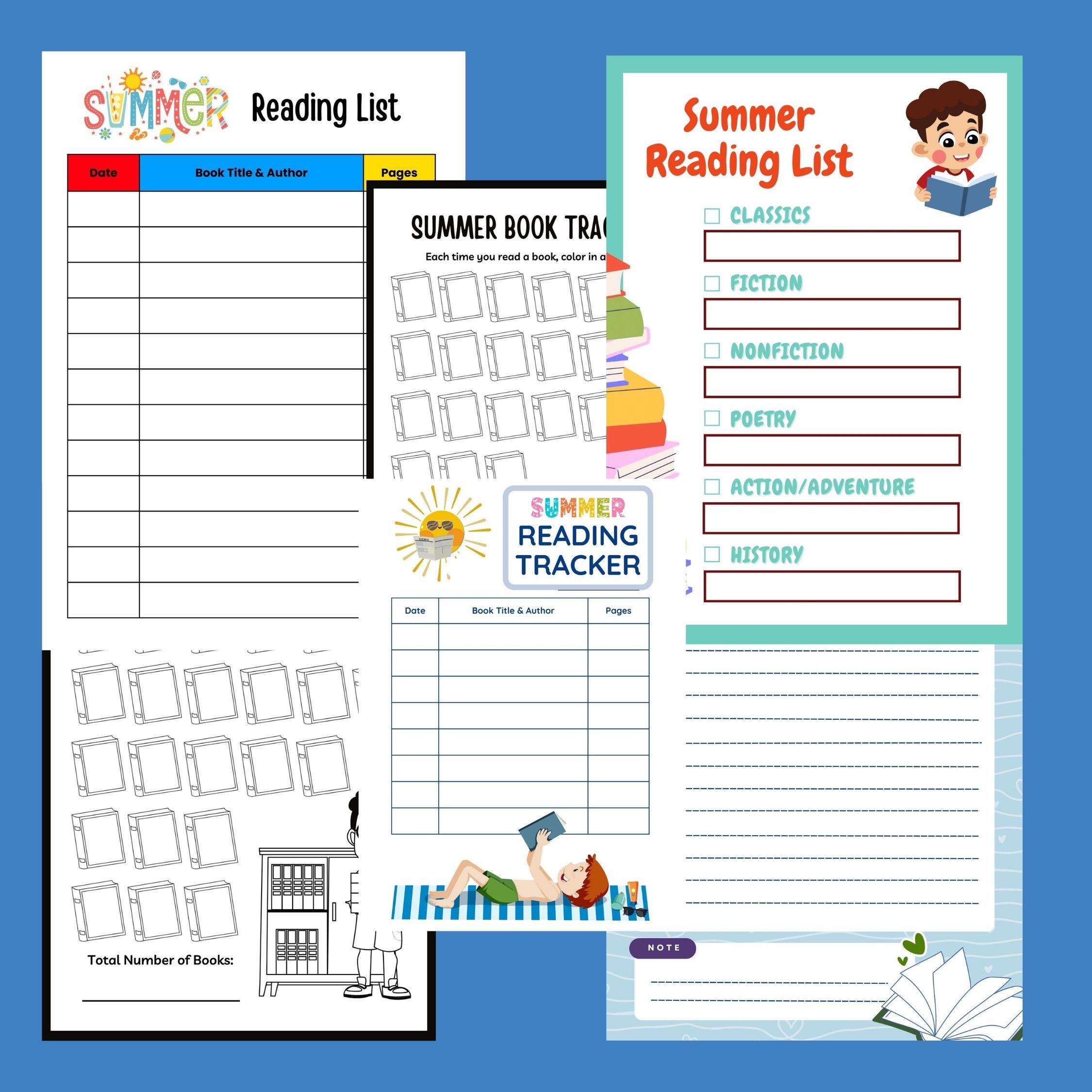 Summer Reading Chart: Homeschool 1st Grade Tracker (digital Download ...