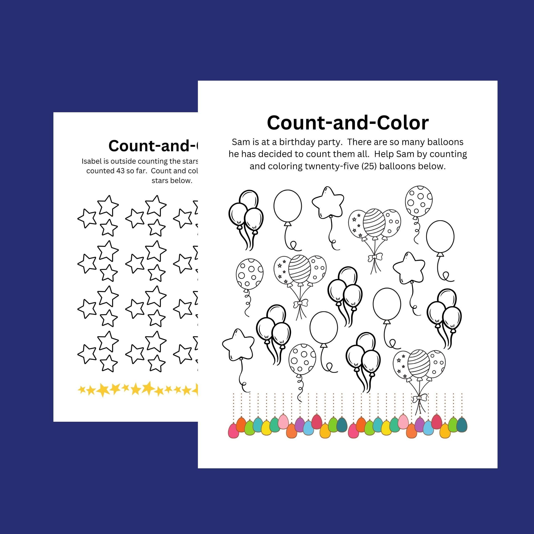 Preschool Count and Color PRINTABLE Activity Book Worksheets Printable ...