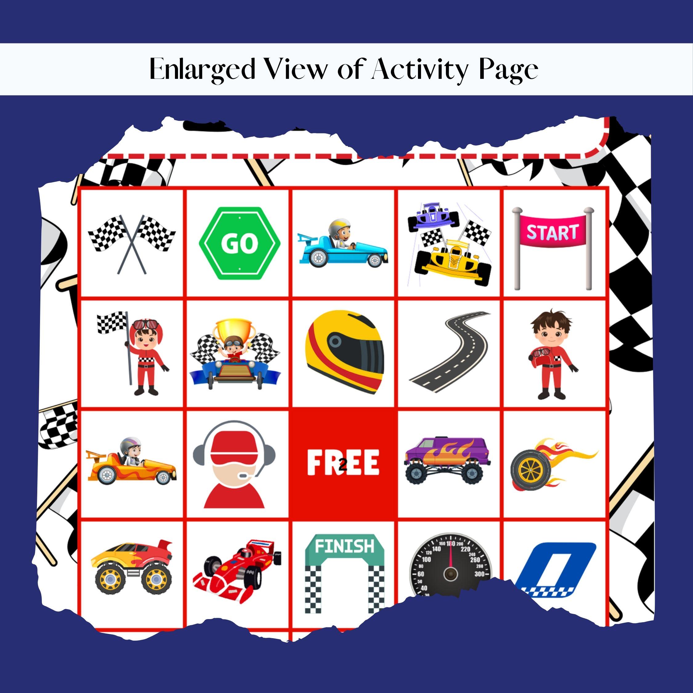 Racing Bingo for Kids PRINTABLE Game 20 Racing Bingo Cards Kids Game ...