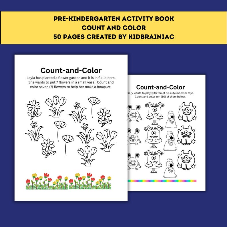 Preschool Count and Color PRINTABLE Activity Book Worksheets Printable ...