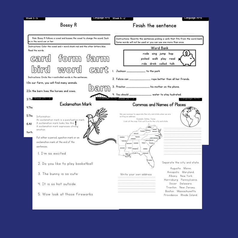 2nd Grade Language Arts Activity Book Writing Reading ELA Homeschool ...