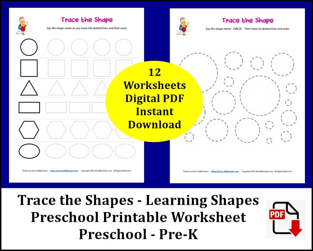Tracing Shapes, Printable Worksheets for Preschool, Kids Printables ...