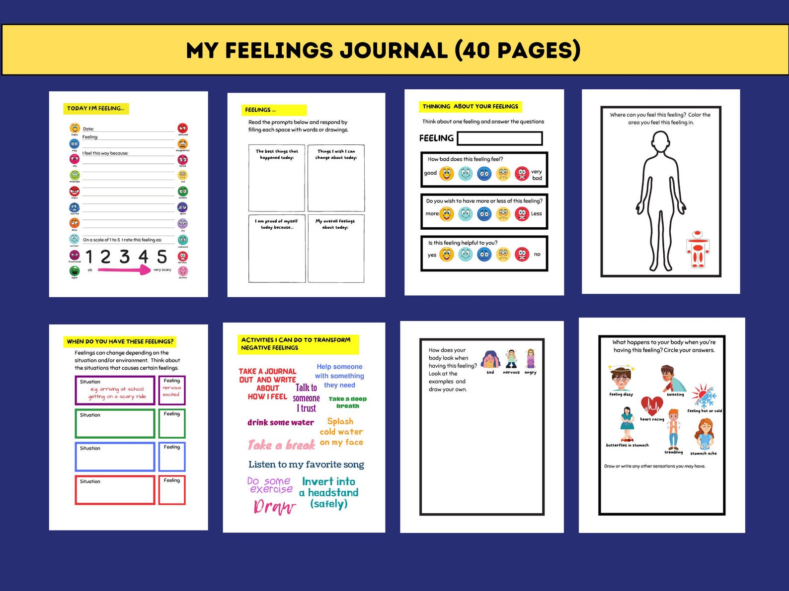 Feelings Second Grade PRINTABLE Activity Book, 2nd Grade, Reading ...