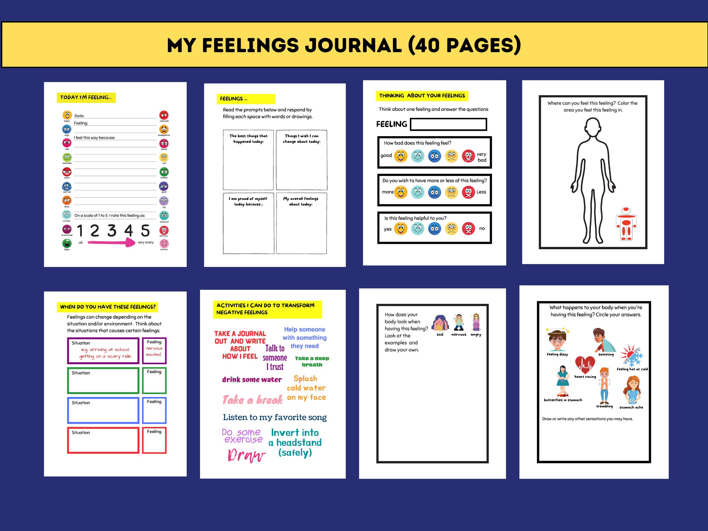 Feelings Second Grade PRINTABLE Activity Book, 2nd Grade, Reading ...