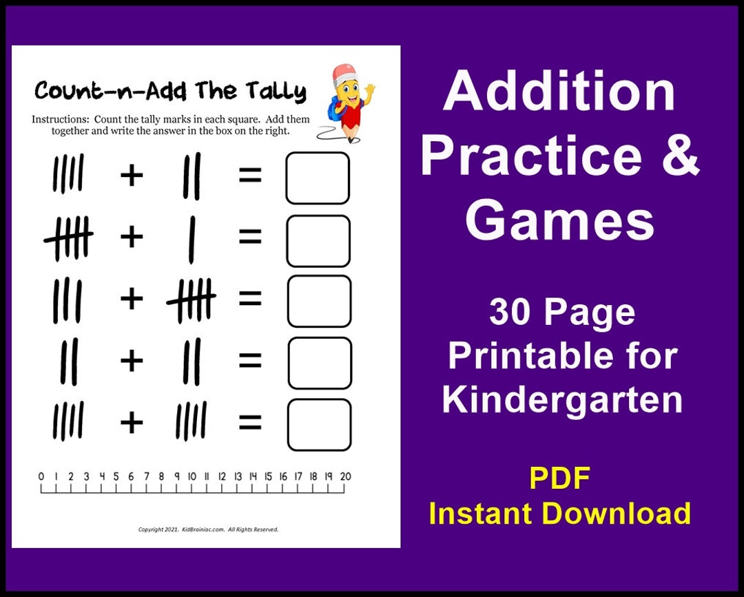 Addition Practice and Games, Printable, Worksheets, Kindergarten, Math ...