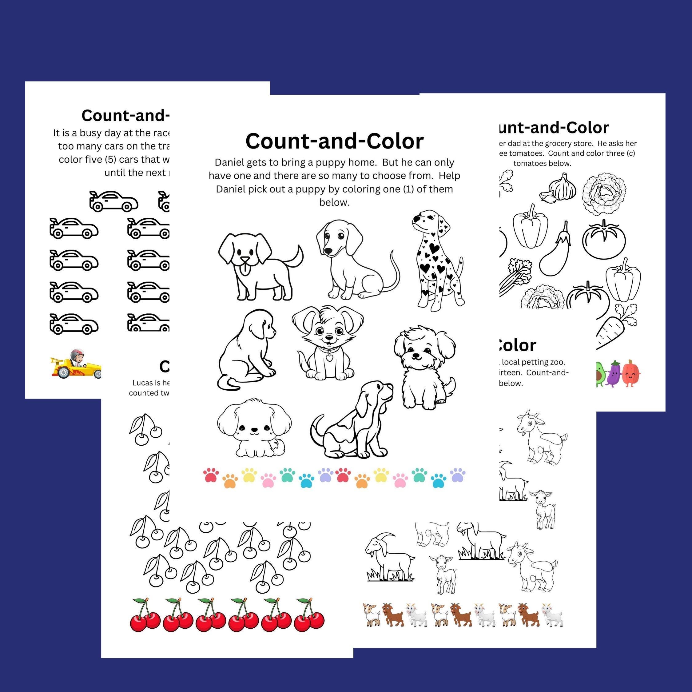 Preschool Count and Color PRINTABLE Activity Book Worksheets Printable ...