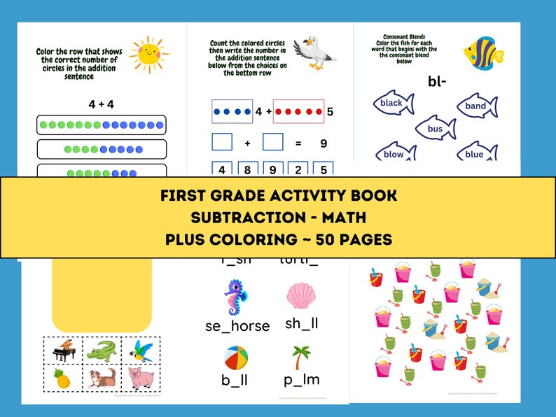 First Grade Summer Activity Book Worksheets Printable Homeschool ...