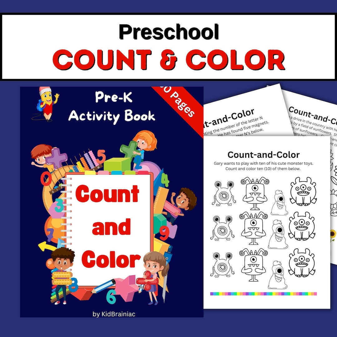 Preschool Count and Color PRINTABLE Activity Book Worksheets Printable ...