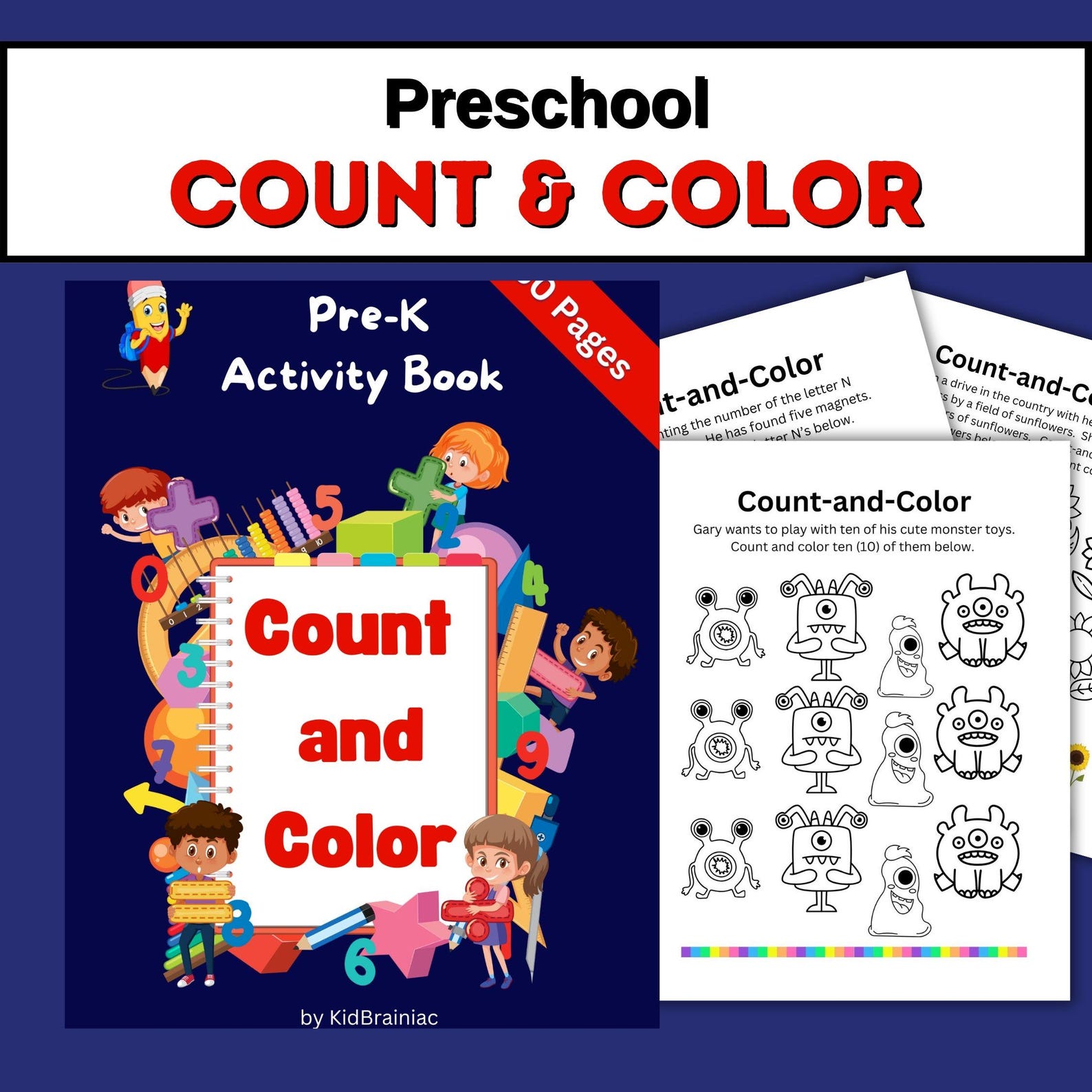 Preschool Count and Color Activity Book: 50 Pages (digital Download) - Etsy