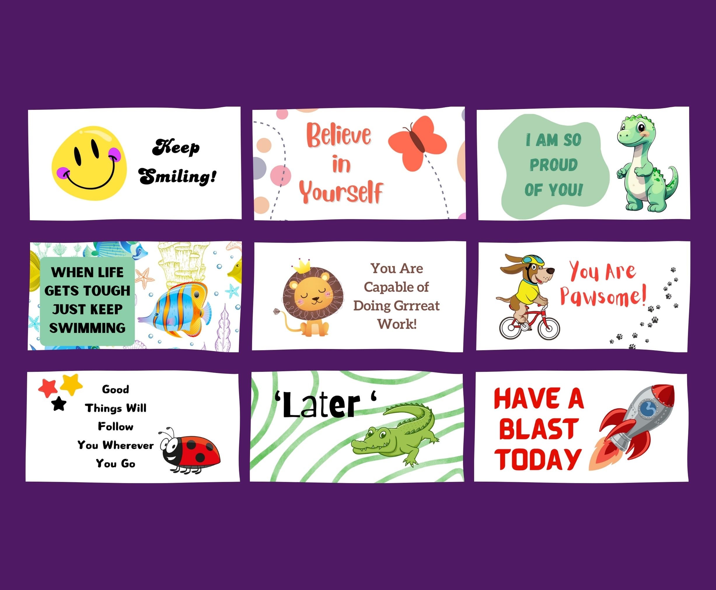 Printable Lunch Box Notes for Girls: Positive Affirmations (digital ...