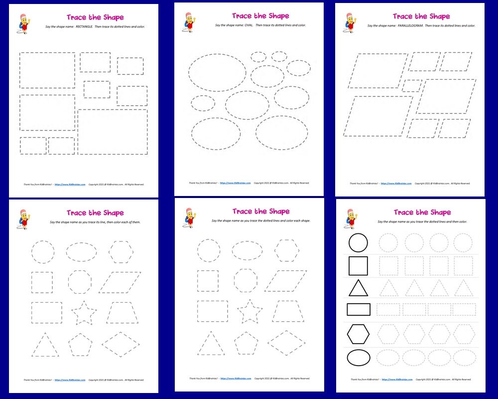 Tracing Shapes, Printable Worksheets for Preschool, Kids Printables ...