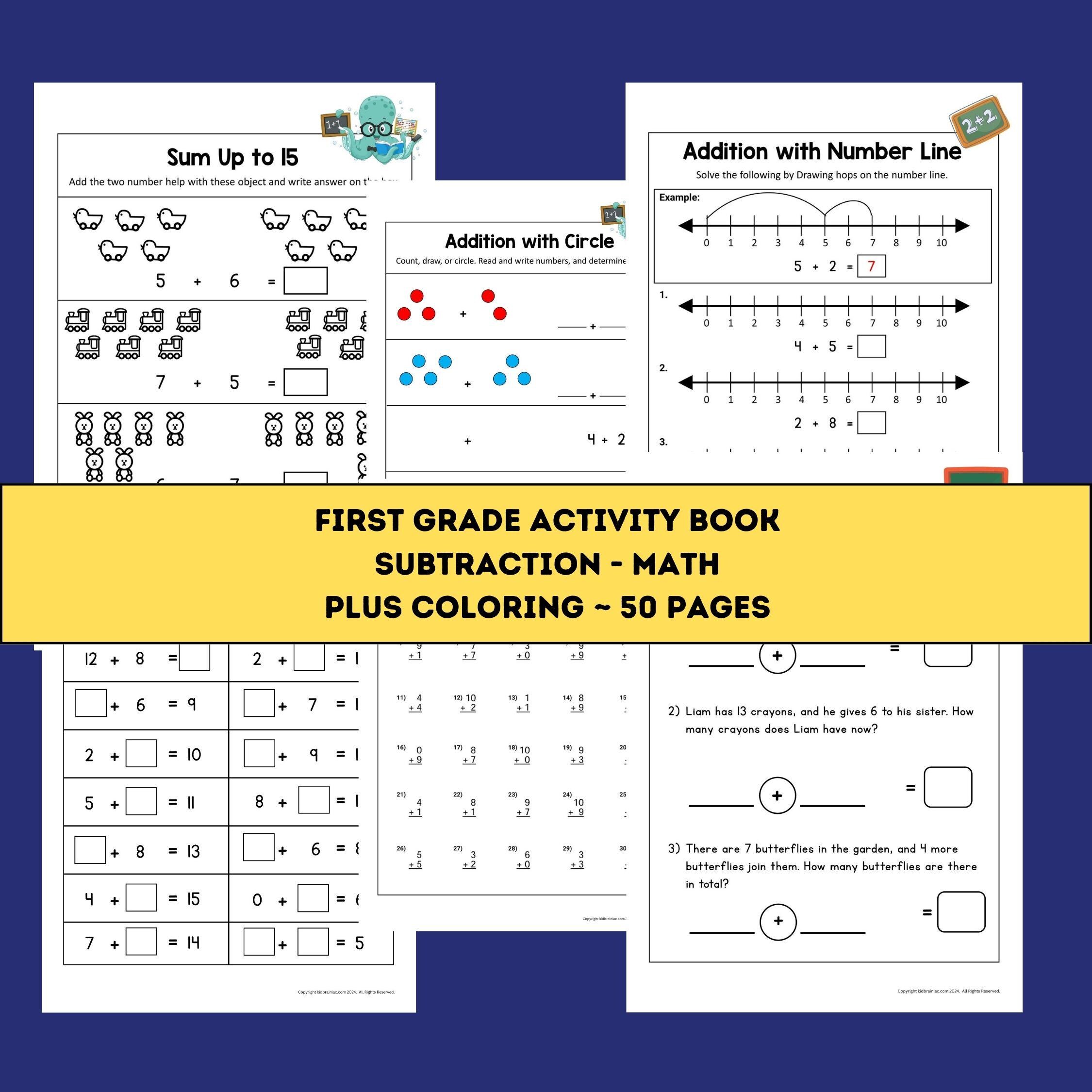 First Grade Addition Activity Book Worksheets Printable Homeschool ...