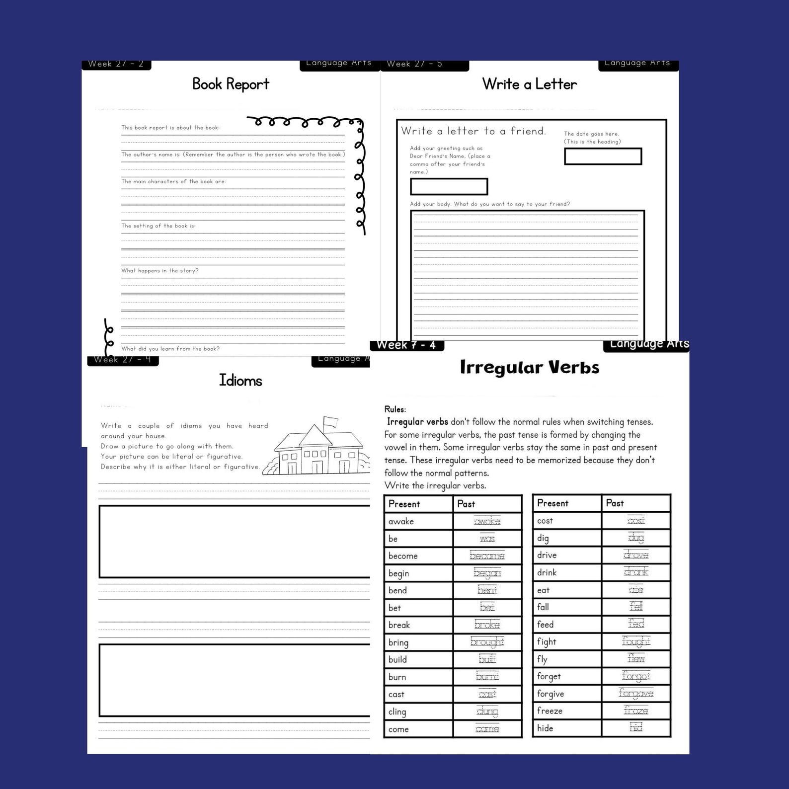 2nd Grade Language Arts Activity Book Writing Reading ELA Homeschool ...