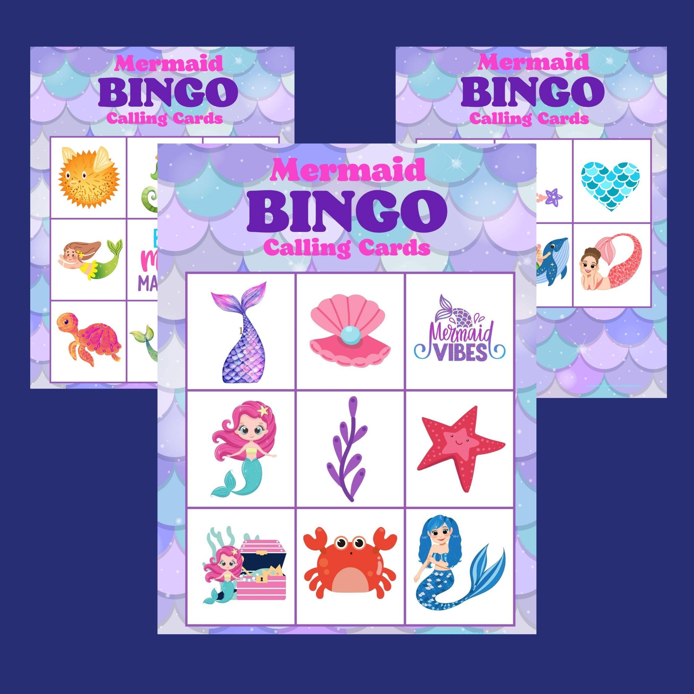 Mermaid Bingo for Kids PRINTABLE Game 20 Mermaid Bingo Cards Kids Game ...