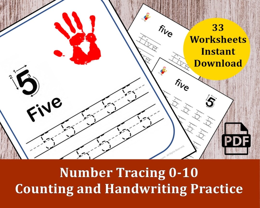 Number Tracing 0-10, Counting and Handwriting Practice, Preschool ...