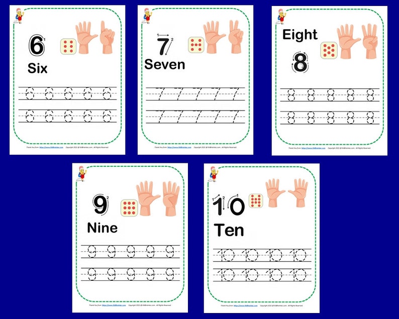 Number Tracing 1-10 Worksheet, Hand Count, Preschool Learn to Write ...