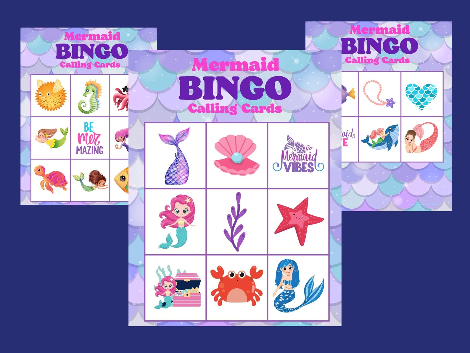 Mermaid Bingo for Kids PRINTABLE Game 20 Mermaid Bingo Cards Kids Game ...