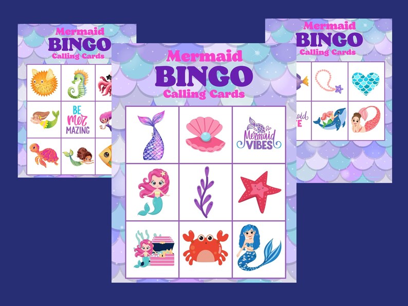 Mermaid Bingo for Kids PRINTABLE Game 20 Mermaid Bingo Cards Kids Game ...