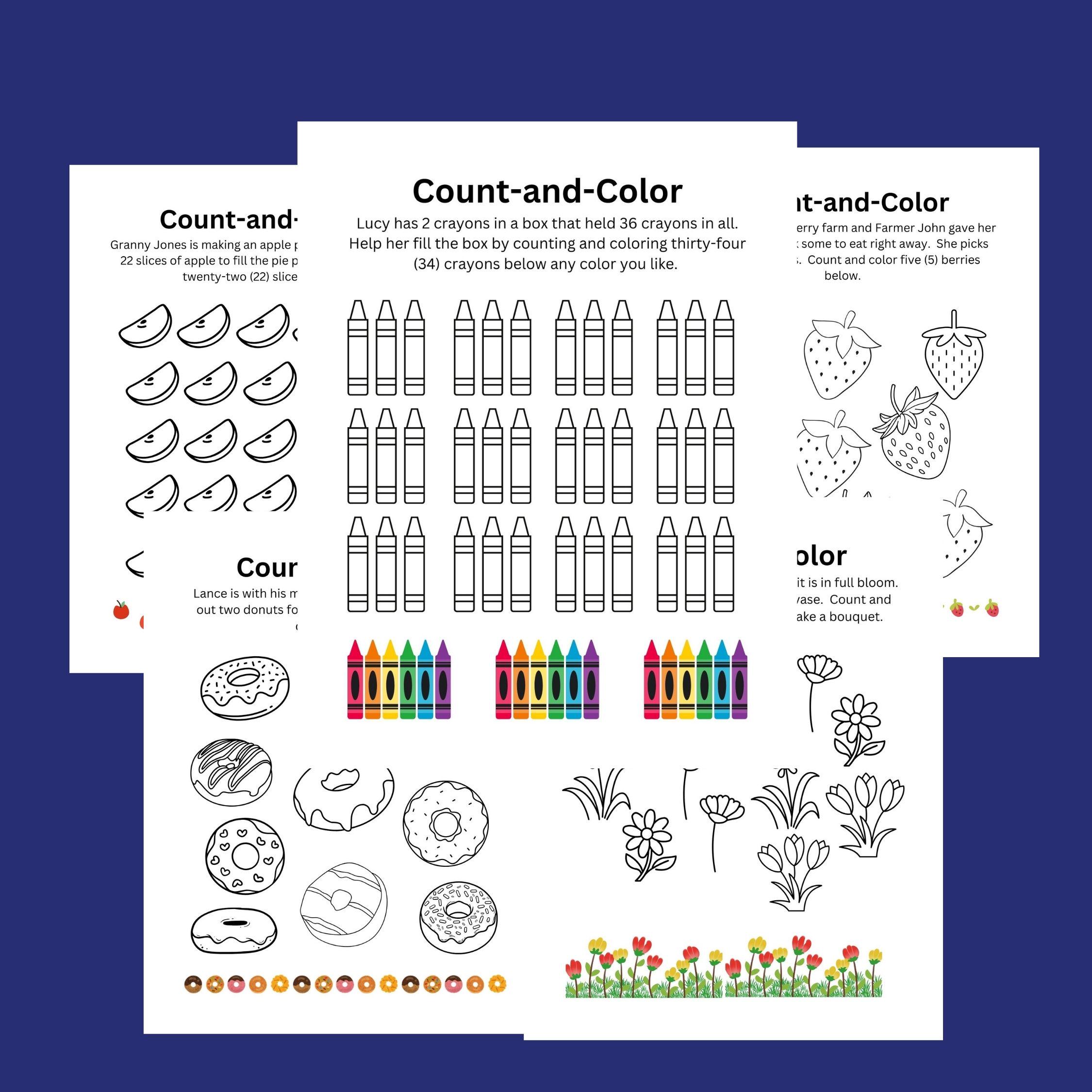 Preschool Count and Color PRINTABLE Activity Book Worksheets Printable ...