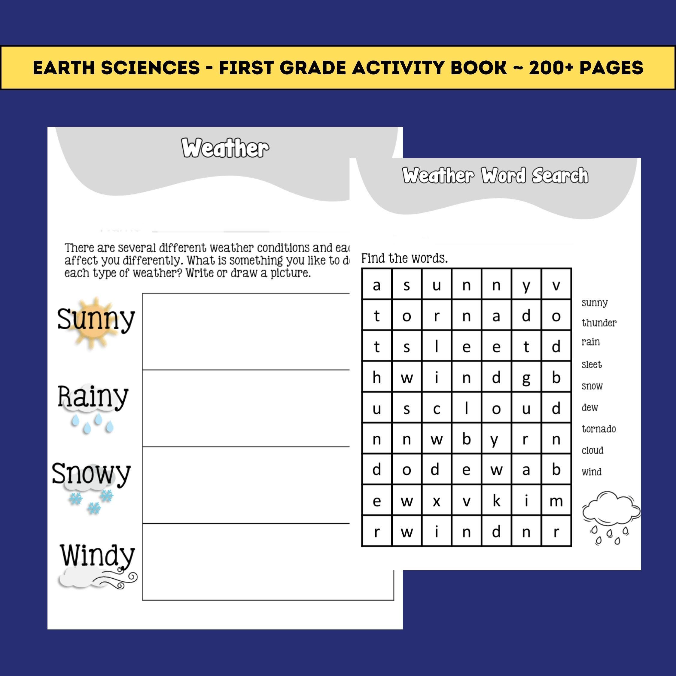 First Grade Science PRINTABLE Activity Book Earth Sciences Lifecycles ...