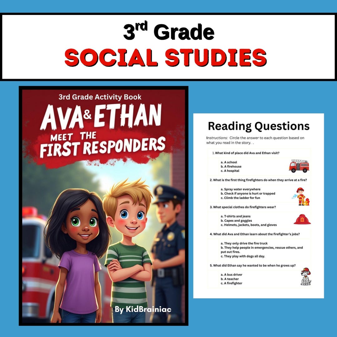 First Responders Activity Book: Reading, Spelling, Coloring (ages 7-9 ...