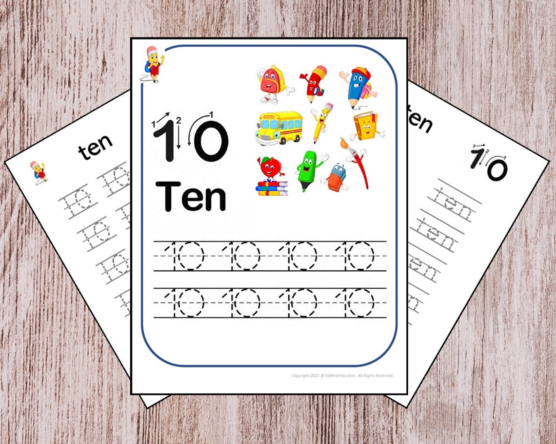 Number Tracing 0-10, Counting and Handwriting Practice, Preschool ...
