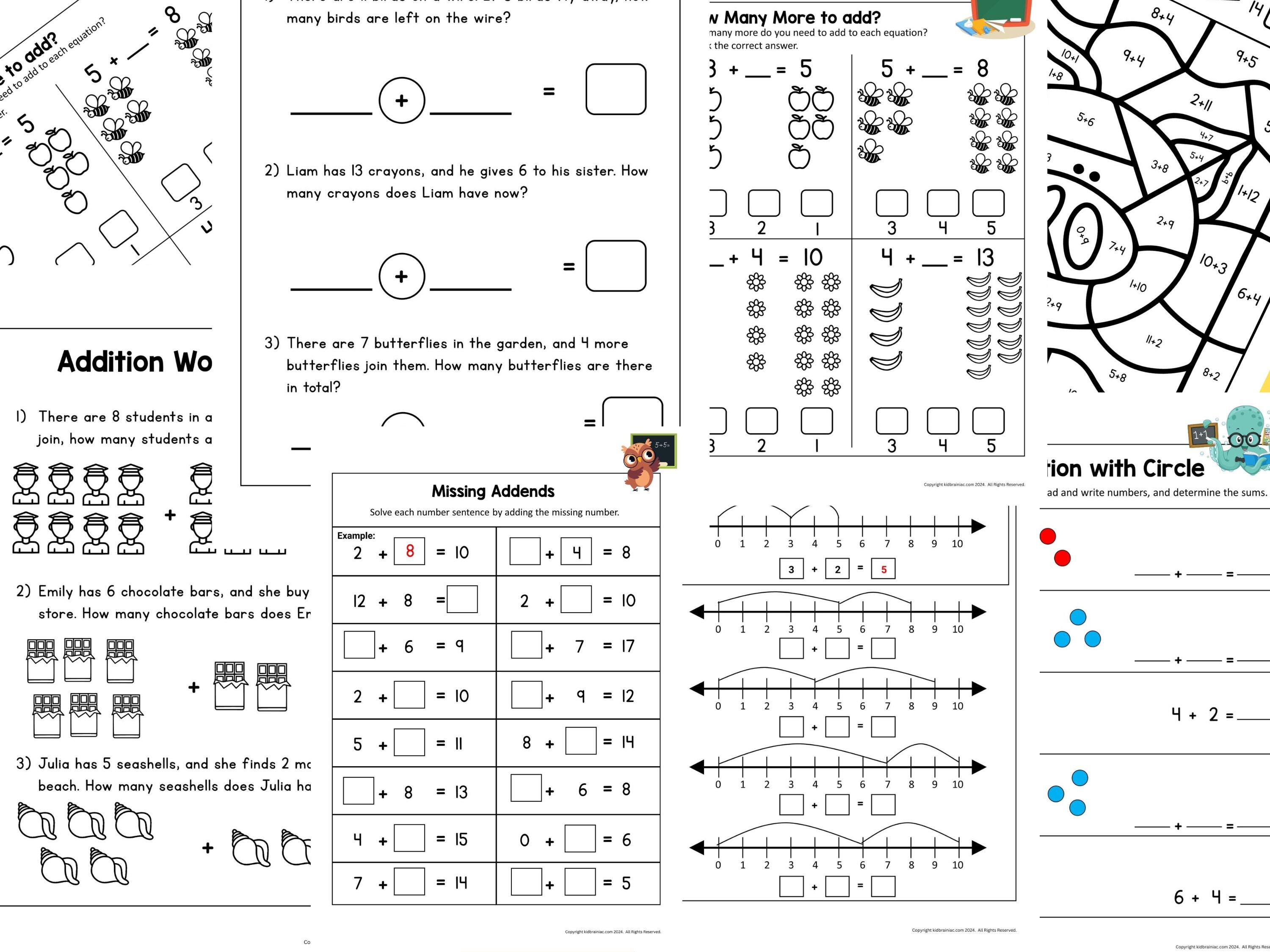 First Grade Addition Activity Book Worksheets Printable Homeschool ...