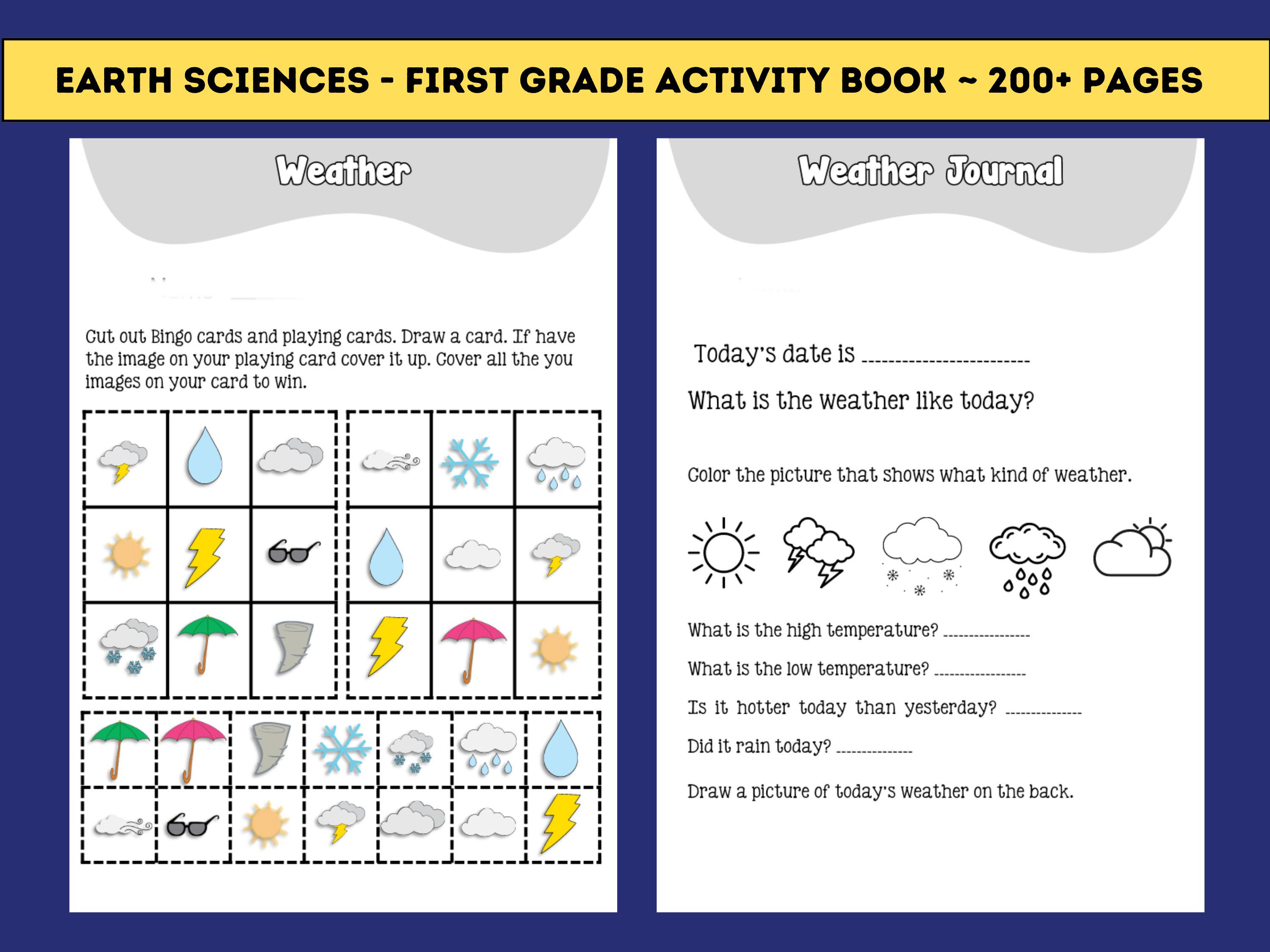 First Grade Science PRINTABLE Activity Book Earth Sciences Lifecycles ...