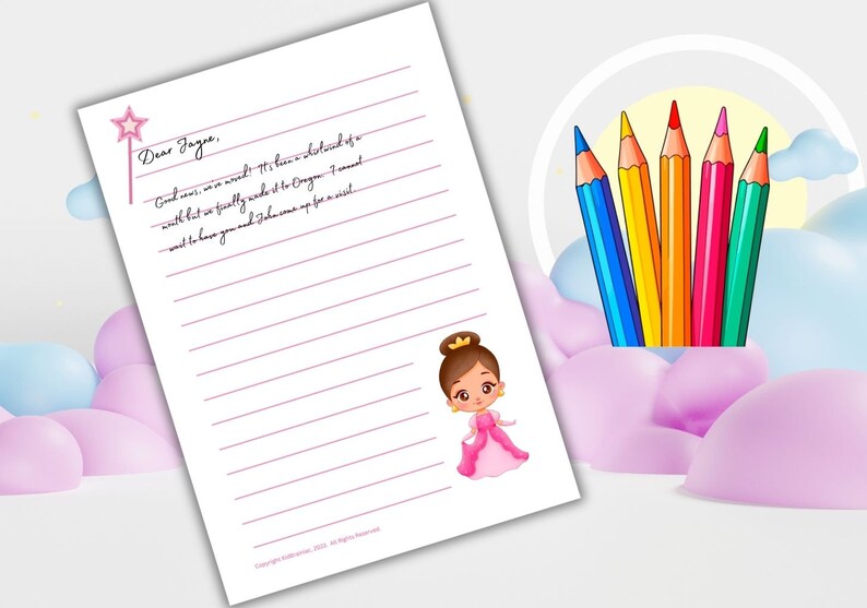 Princess PRINTABLE Stationary Princess Stationary Envelope Printable ...