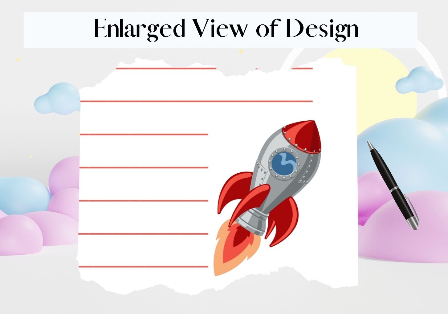 Rocketship PRINTABLE Stationary Rocket Stationary Envelope Printable ...