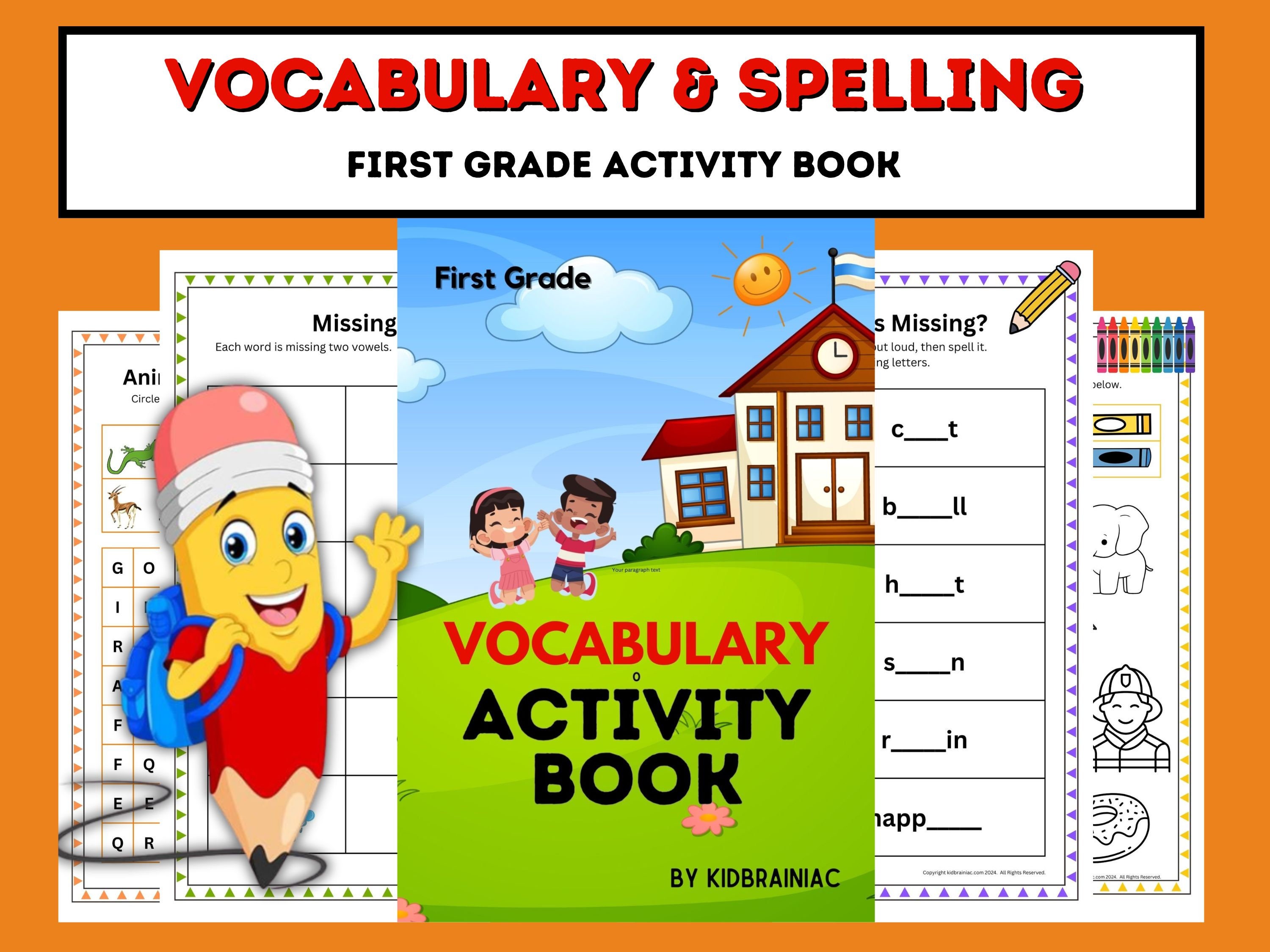 First Grade Vocabulary Activity Book Spelling Sight Words Worksheets ...