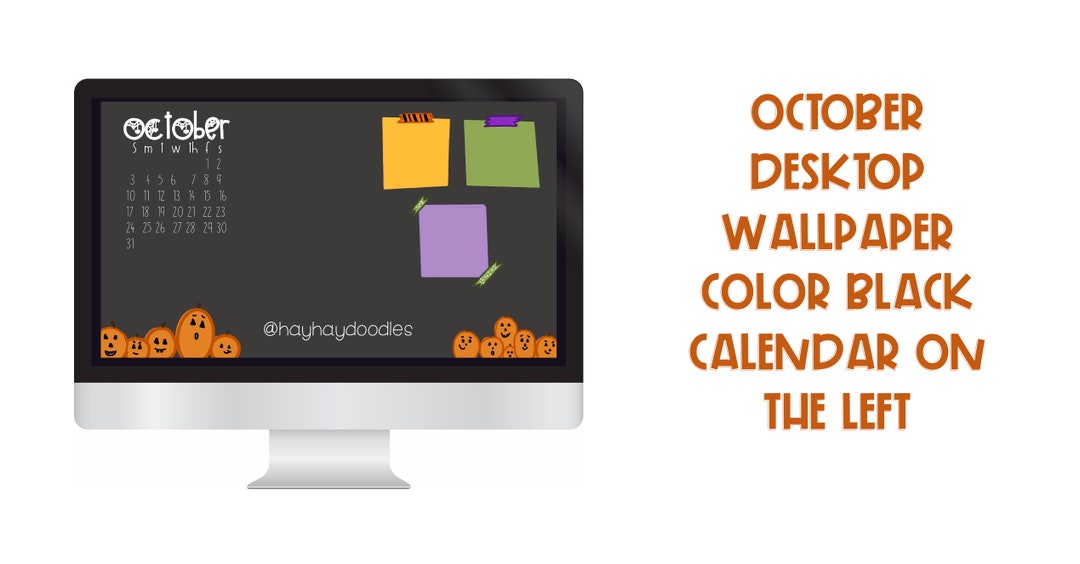 Spooky Season Desktop Wallpaper-black Calendar Left - Etsy