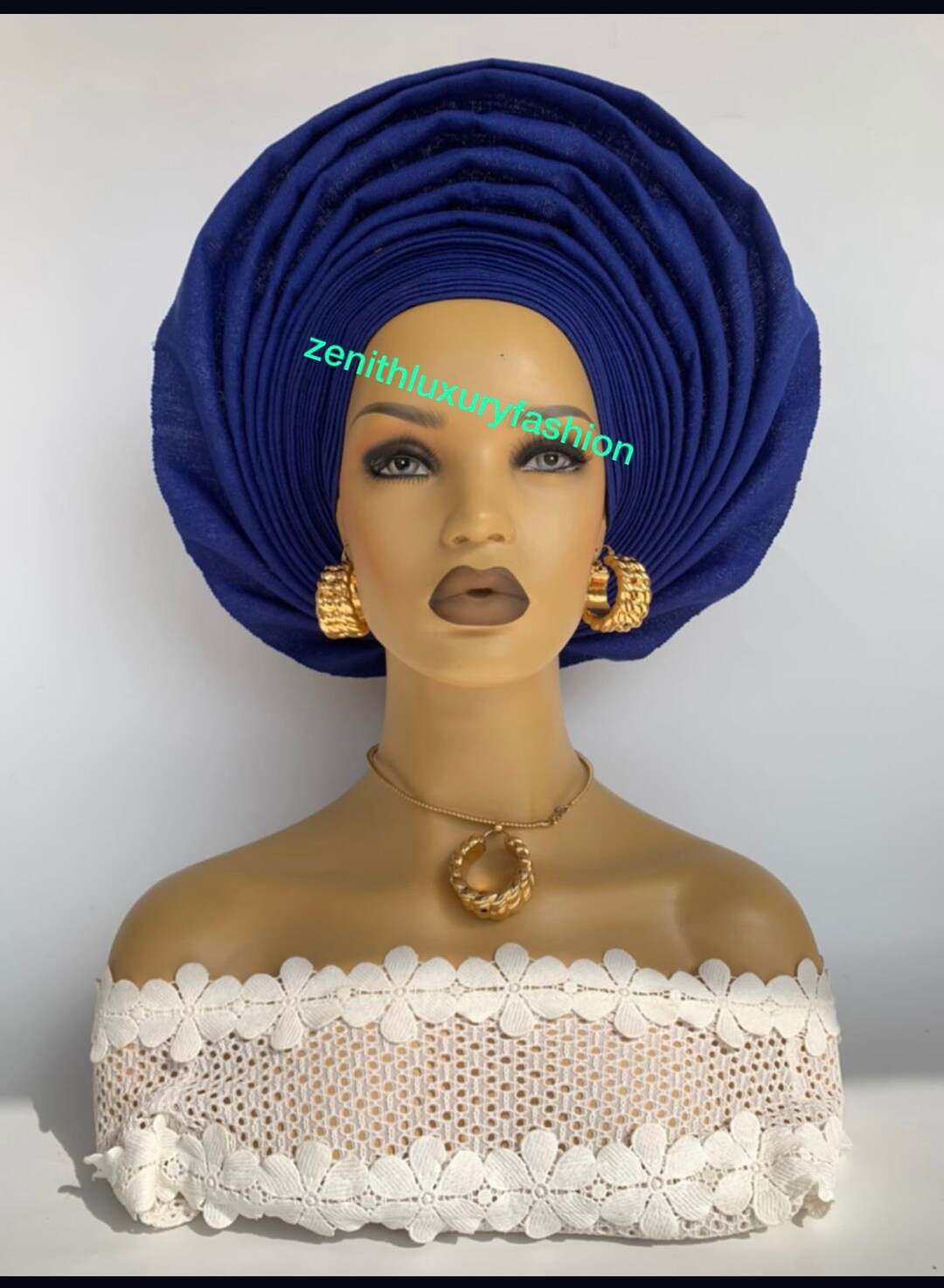 Royal Blue Bridal Autogele / Asooke / Autogele / Ready to Wear Gele ...