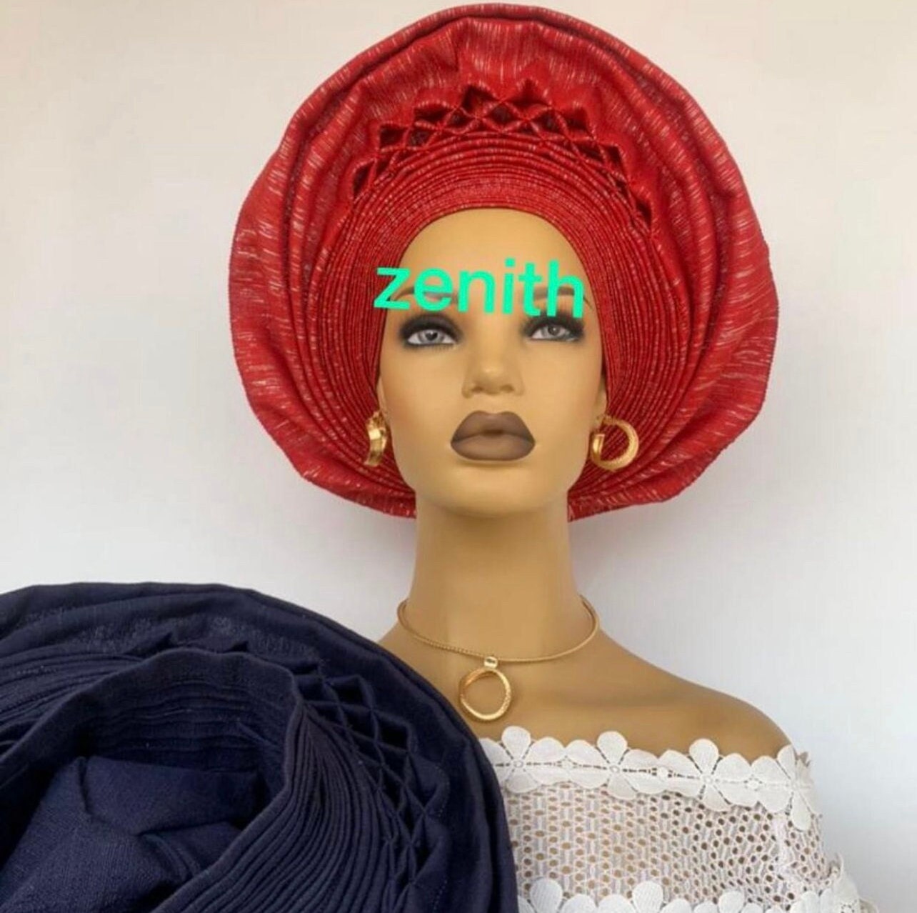 Navy Blue Bridal Asooke Gele / Autogele/pre-styled Gele - Etsy