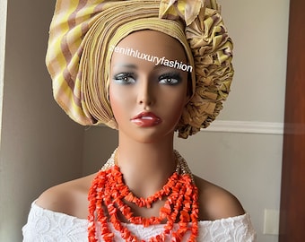 Gold Autogele / Asooke / Autogele / Ready to Wear Gele / Pretied Gele ...
