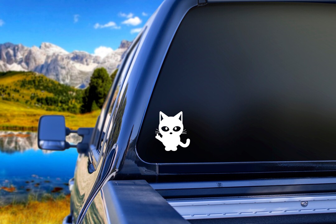 Cat Flipping Middle Finger Vinyl Decal - Etsy
