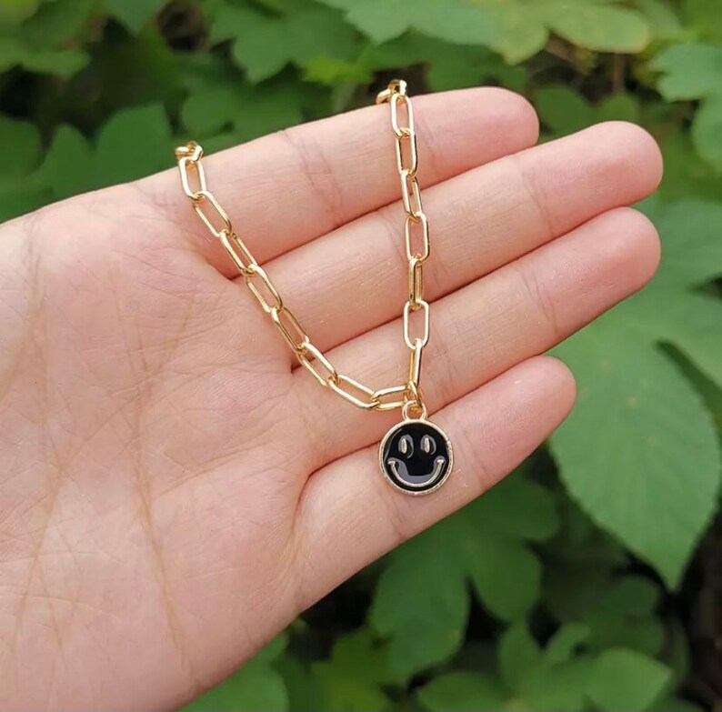 Smiley face necklace | Etsy