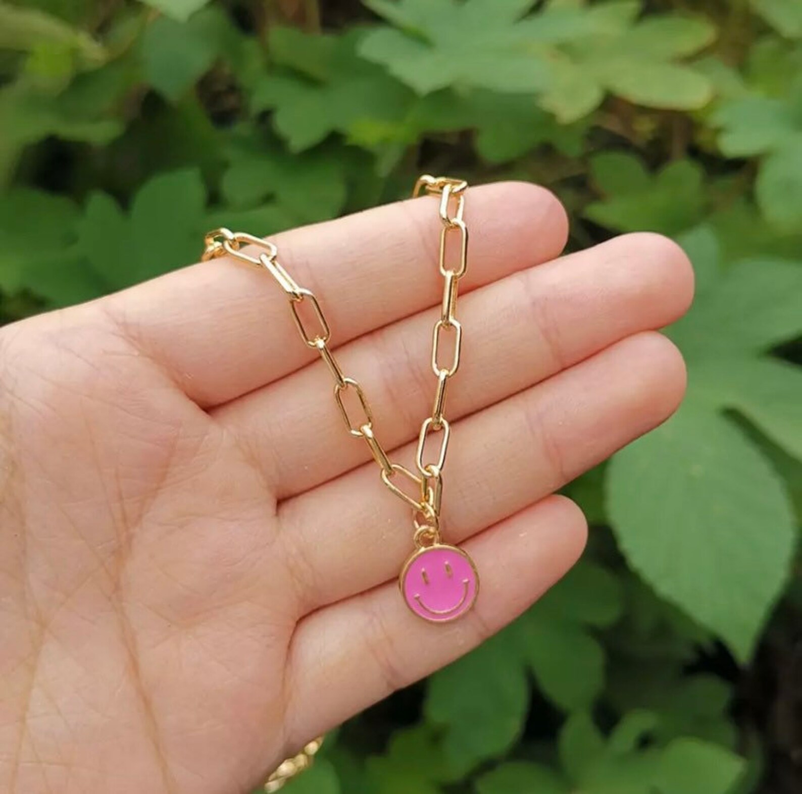 Smiley face necklace | Etsy