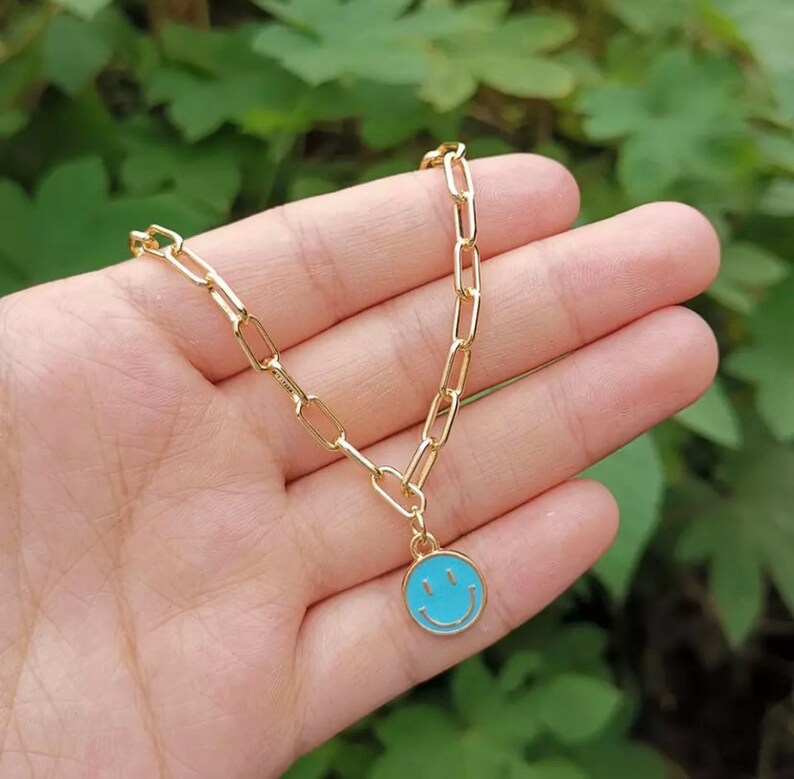 Smiley face necklace | Etsy