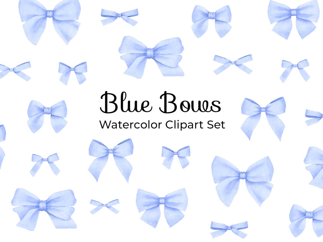 Blue Bows Watercolor Clipart Set - Etsy