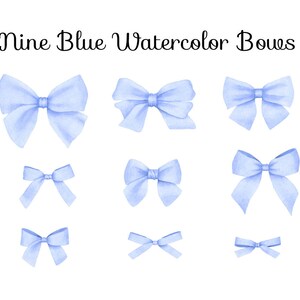 Blue Bows Watercolor Clipart Set - Etsy