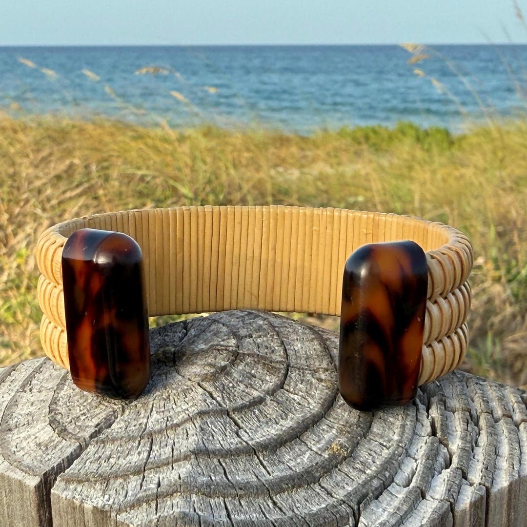The Steamboat Cuff. Nantucket Basket Bracelet 3/4” With Eco-tortoise ...